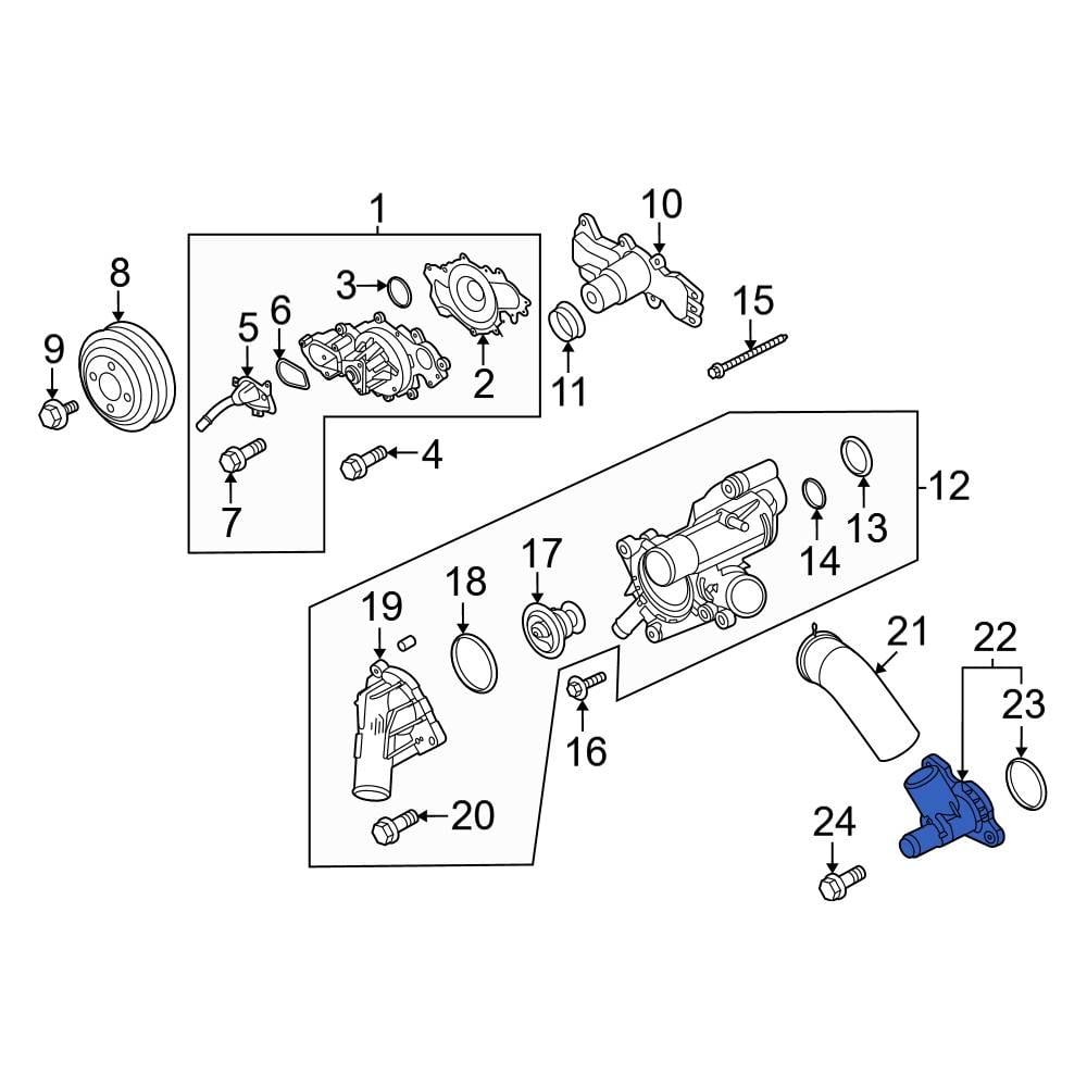 Ford OE HL3Z8592A - Engine Coolant Outlet Flange