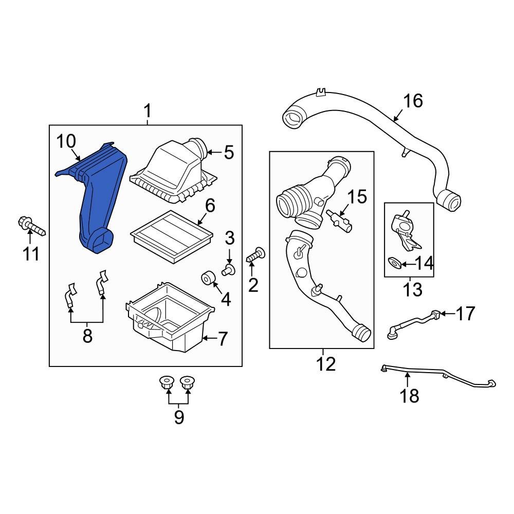 Ford OE ML3Z9C623E - Left Engine Air Intake Hose
