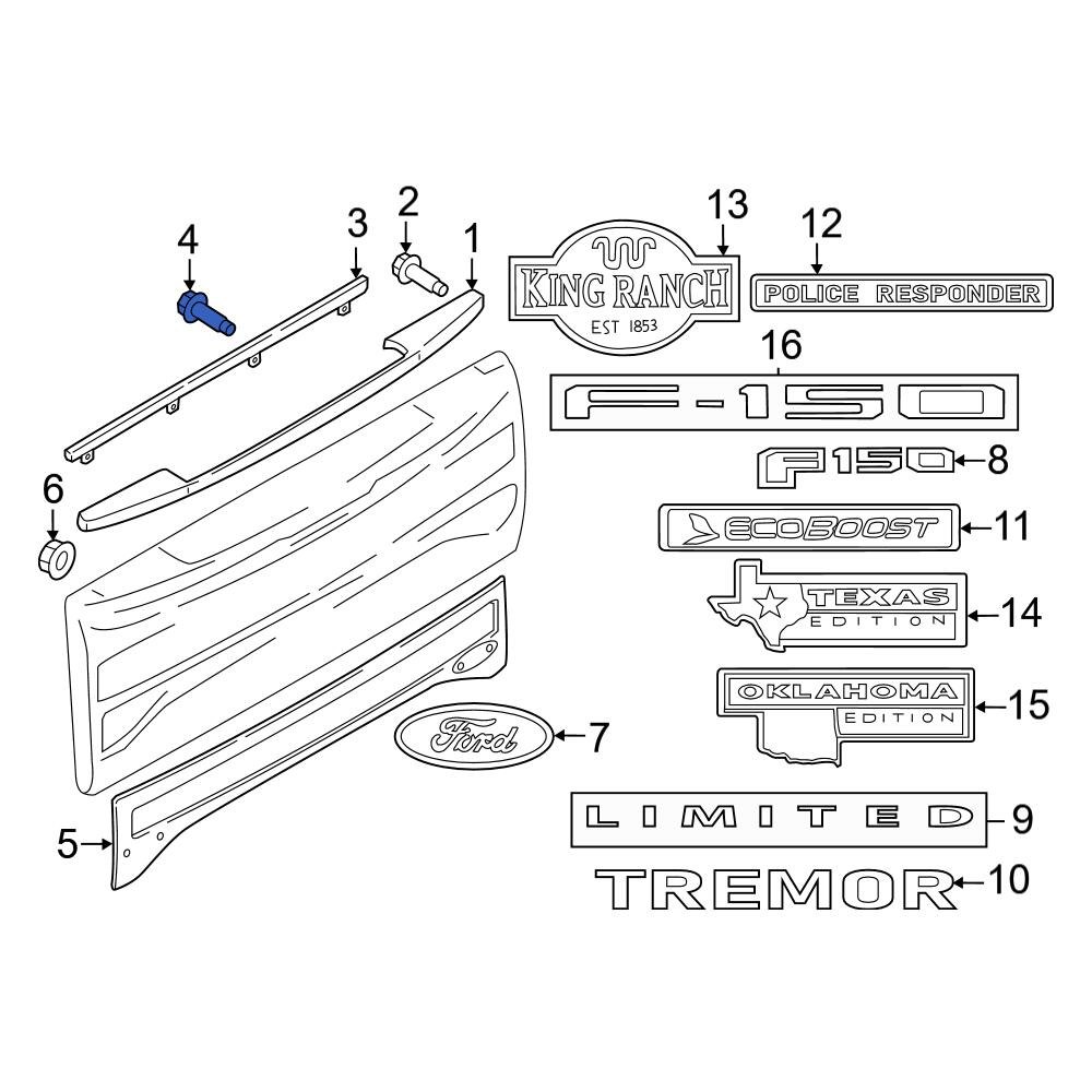 Ford OE N807673S - Tailgate Molding Clip