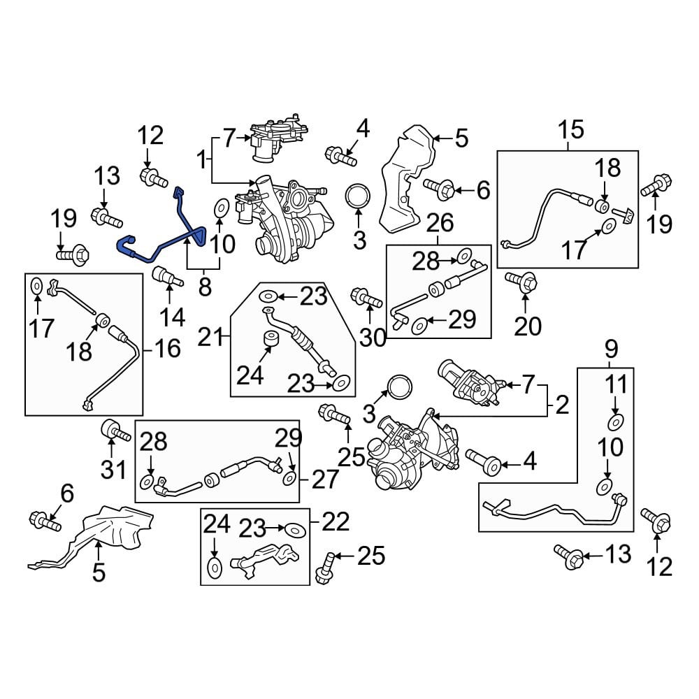 Ford OE ML3Z9G440A - Right Turbocharger Oil Line