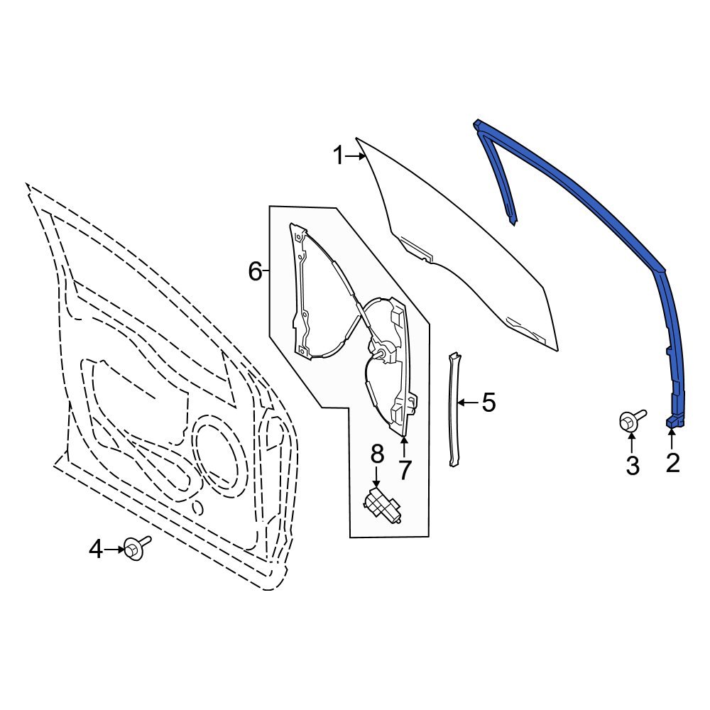 Ford OE ML3Z1521597A - Front Left Upper Window Channel