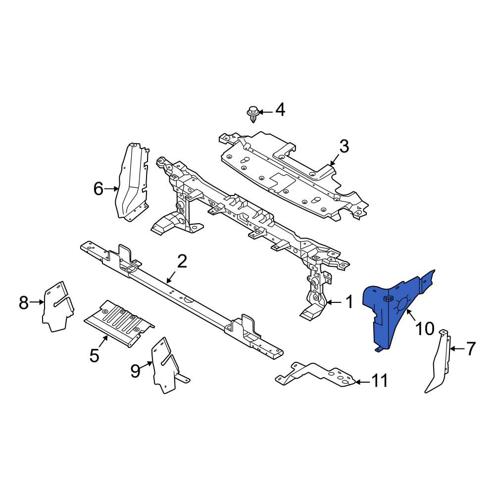 Ford OE FL1Z9E944A - Front Upper Radiator Support Splash Shield