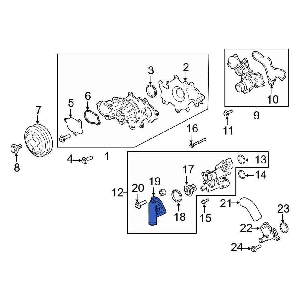 Ford OE HL3Z8592A - Engine Coolant Outlet Flange