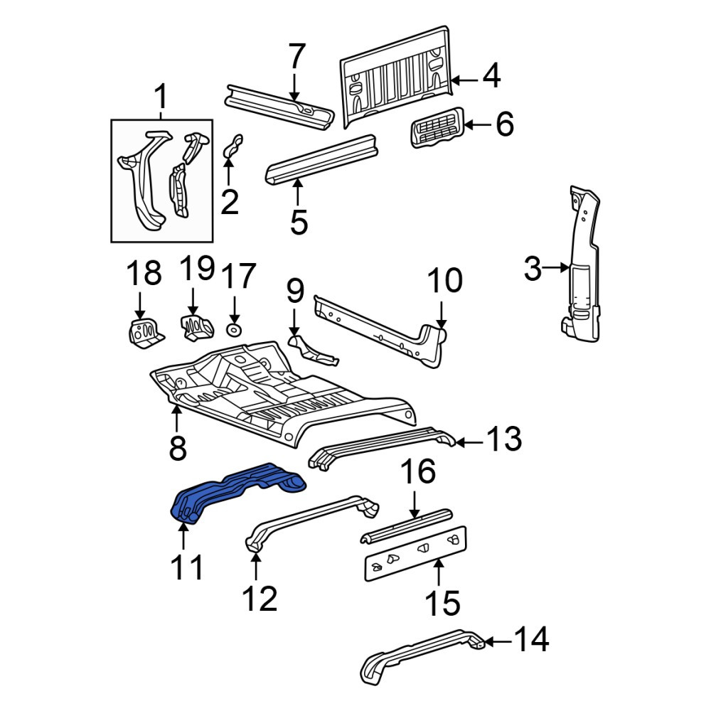 Ford OE F81Z2510776AA - Front Floor Pan Crossmember