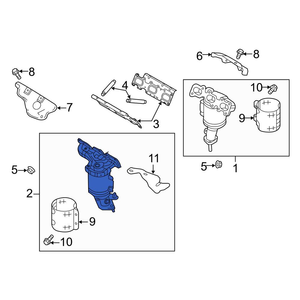Ford OE DA8Z5G232C - Left Catalytic Converter with Integrated Exhaust ...