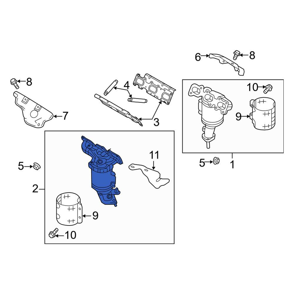 Ford OE FB5Z5G232A - Left Catalytic Converter with Integrated Exhaust ...