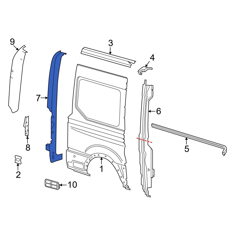 Ford OE BK3Z6141038B - Right Outer Body D-Pillar
