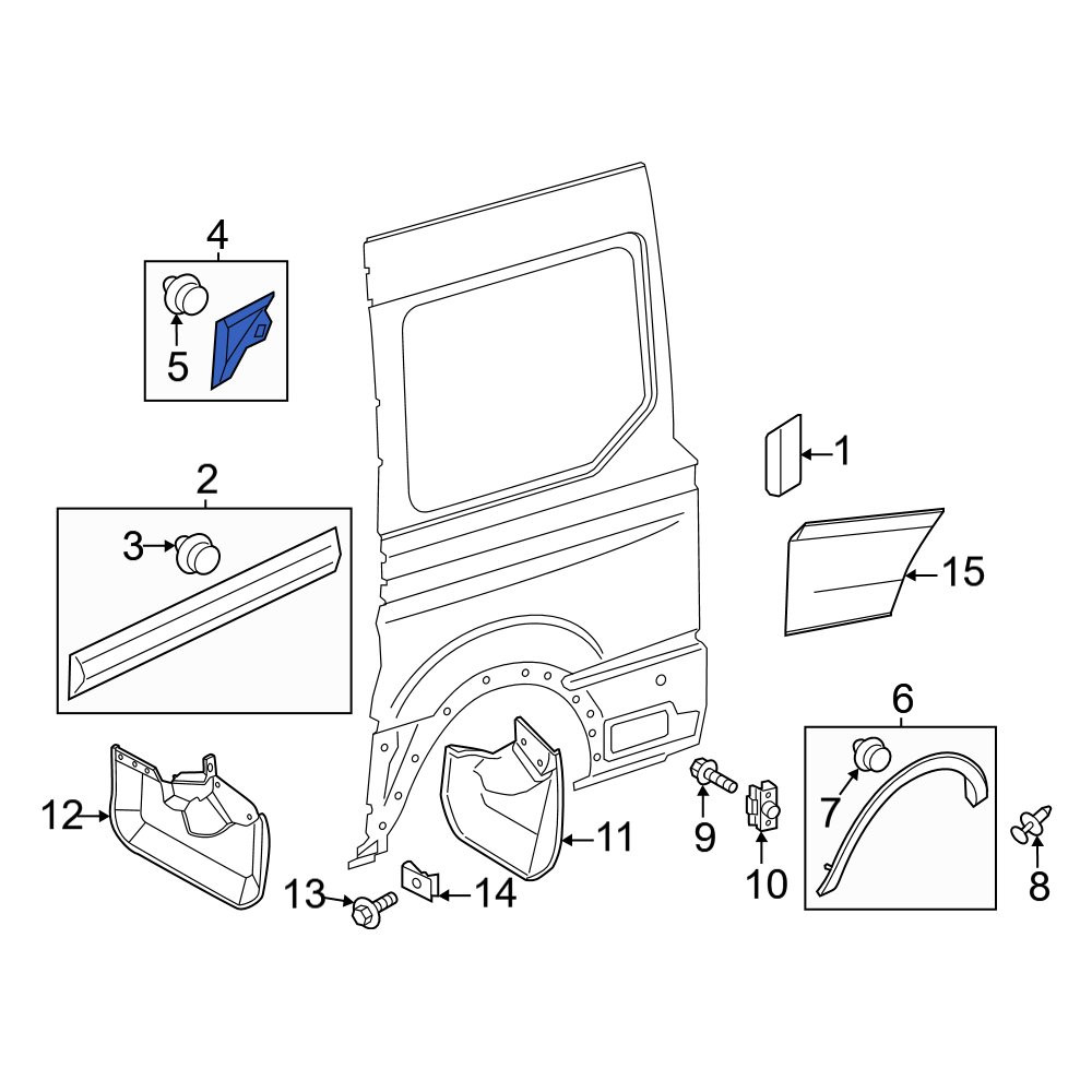 Ford OE KK3Z6129397BA - Rear Left Side Body Panel Molding