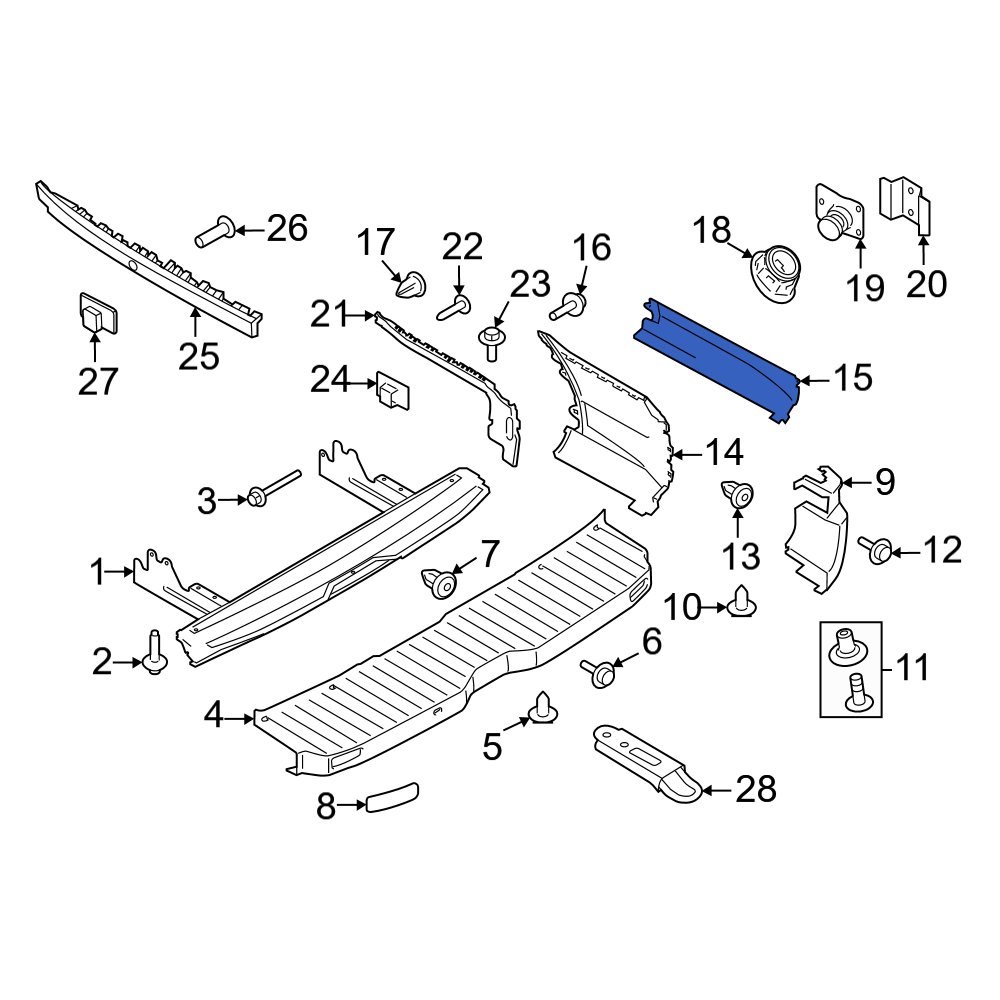 Ford OE KK4Z17F774CE - Rear Right Bumper Extension