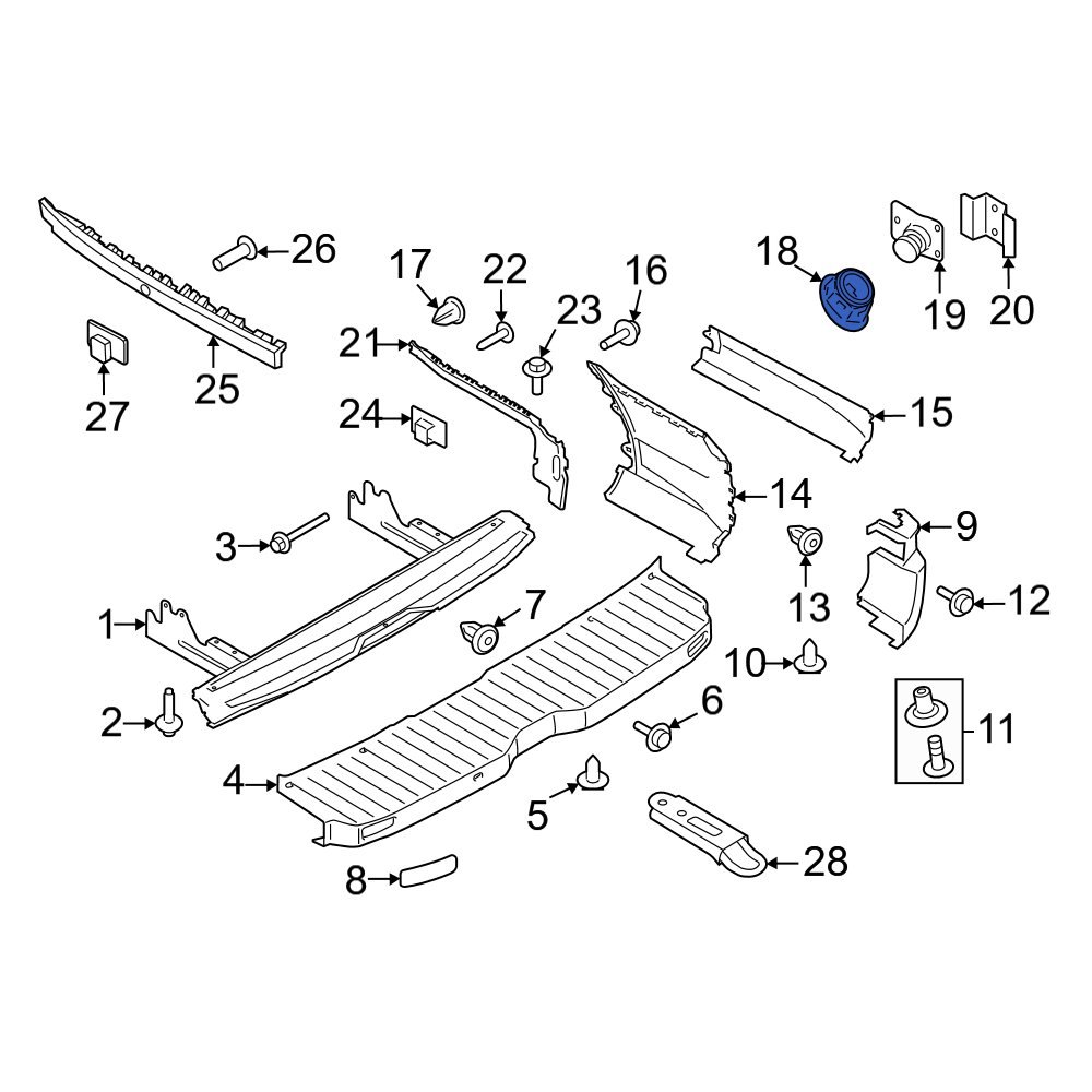 Ford OE BK3Z16758AC - Rear Right Bumper Cover Support Rail Insulator