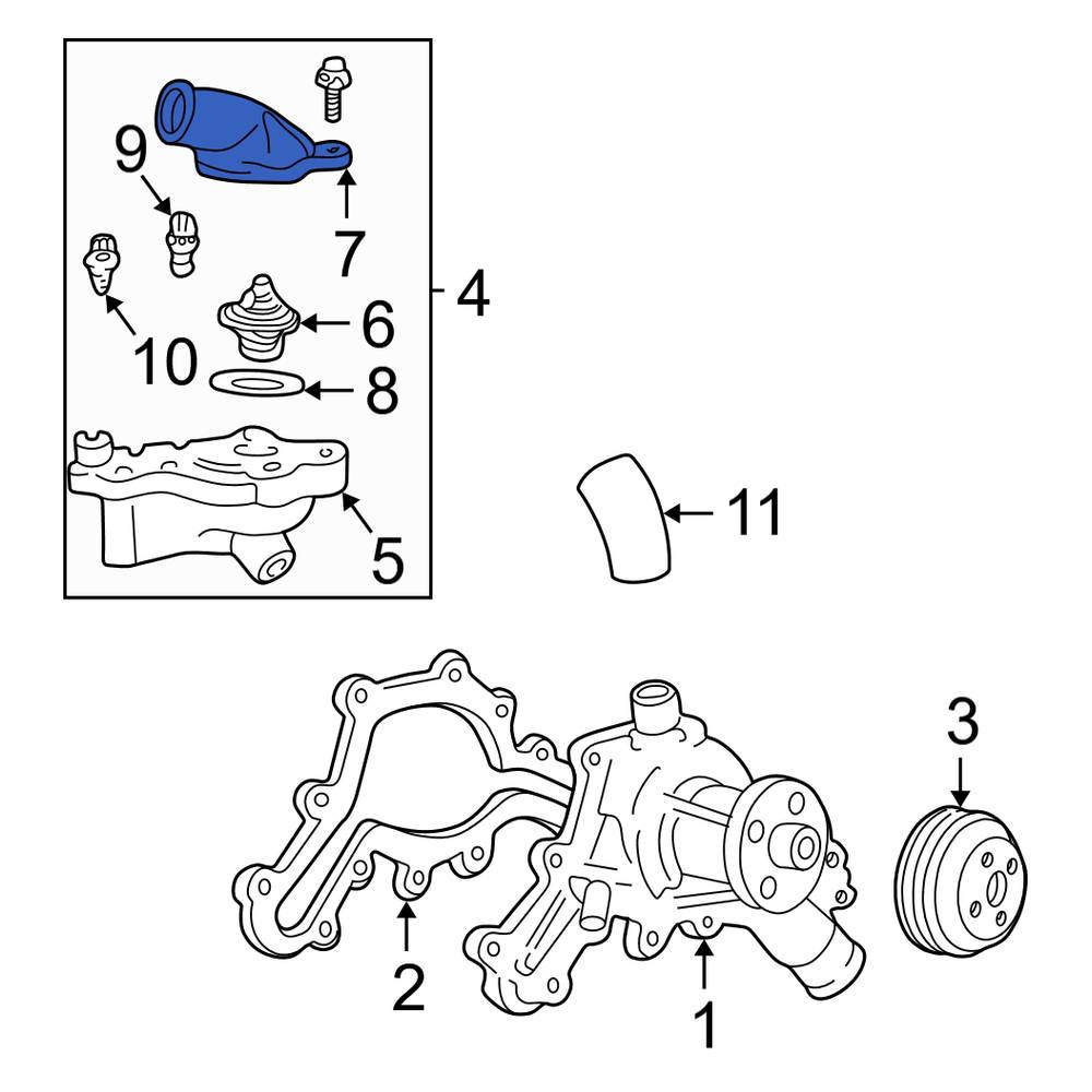 Ford OE GL2Z8592A - Lower Engine Coolant Thermostat Housing