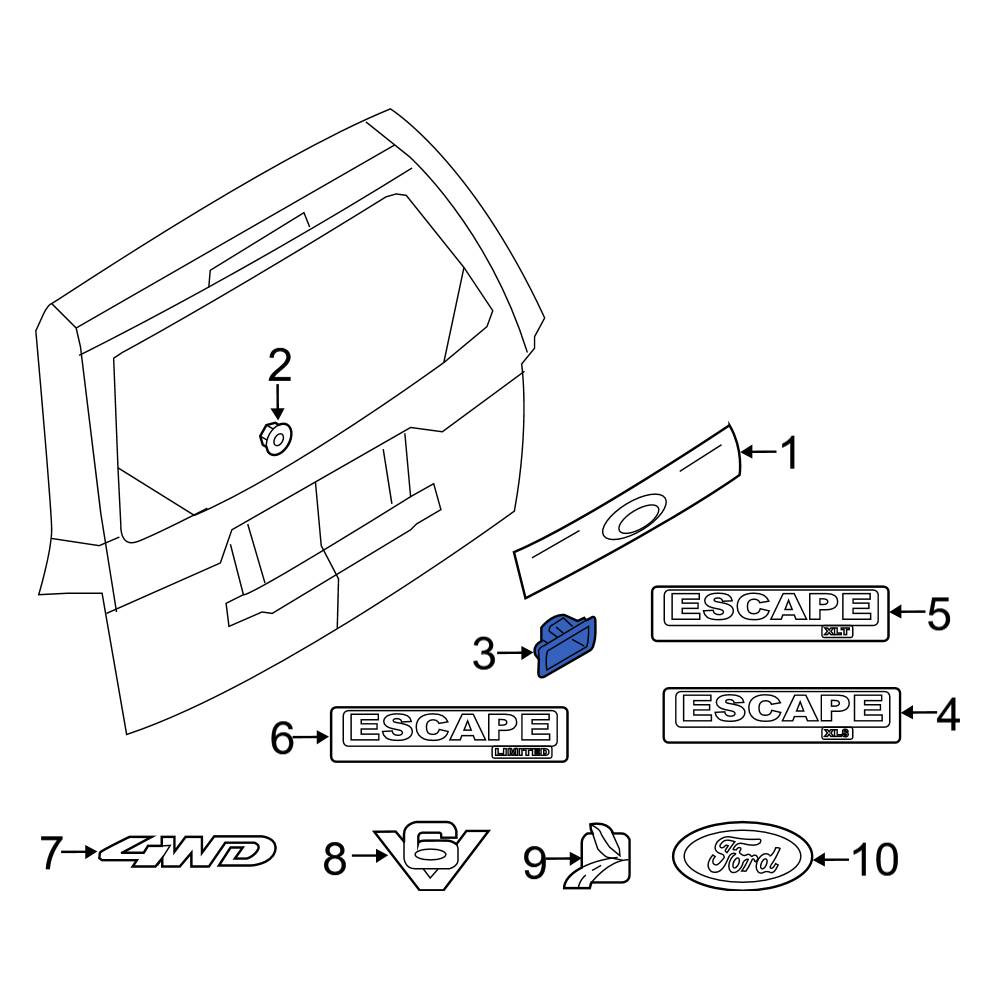 Ford OE AL8Z13508APTM - Rear Liftgate Pull Handle