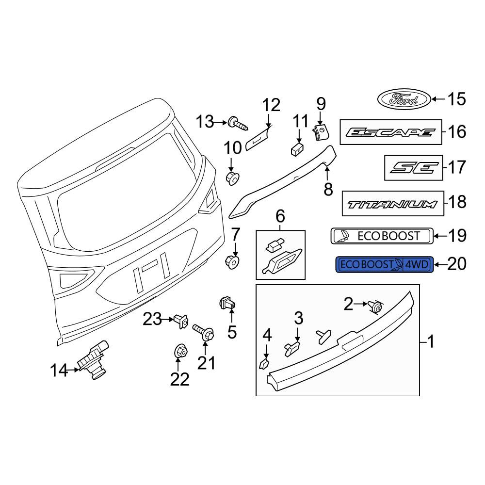 Ford OE GJ5Z8213A - Rear Hatch Emblem