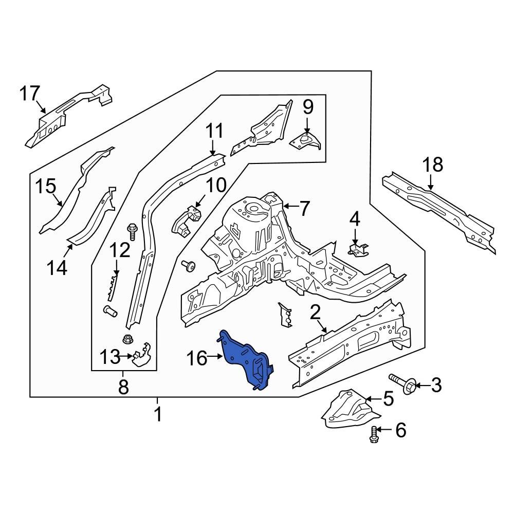 Ford OE LX6Z17B750A - Front Left Bumper Impact Bar Bracket