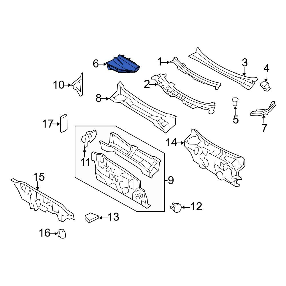 Ford OE 8L8Z78018A17AA - Left Cowl Extension