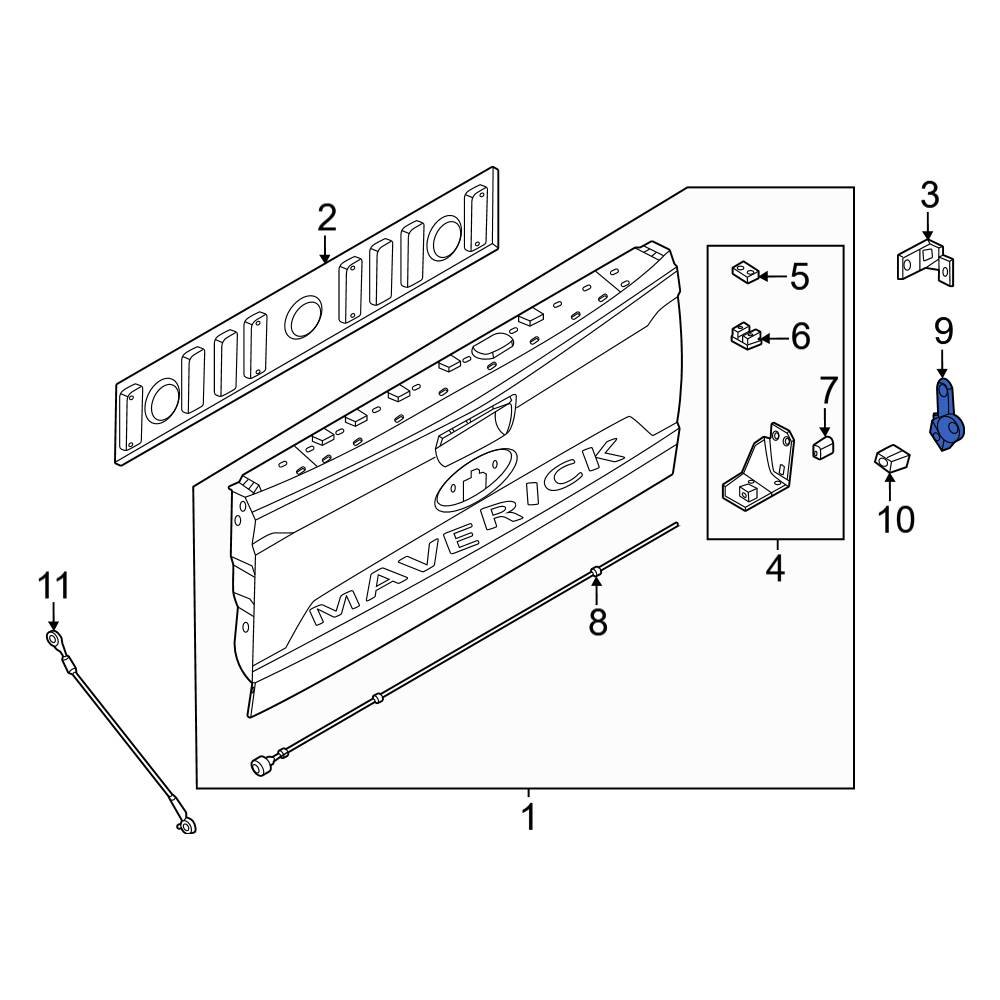 Ford OE FL3Z99430B39B - Rear Left Inner Tailgate Hinge