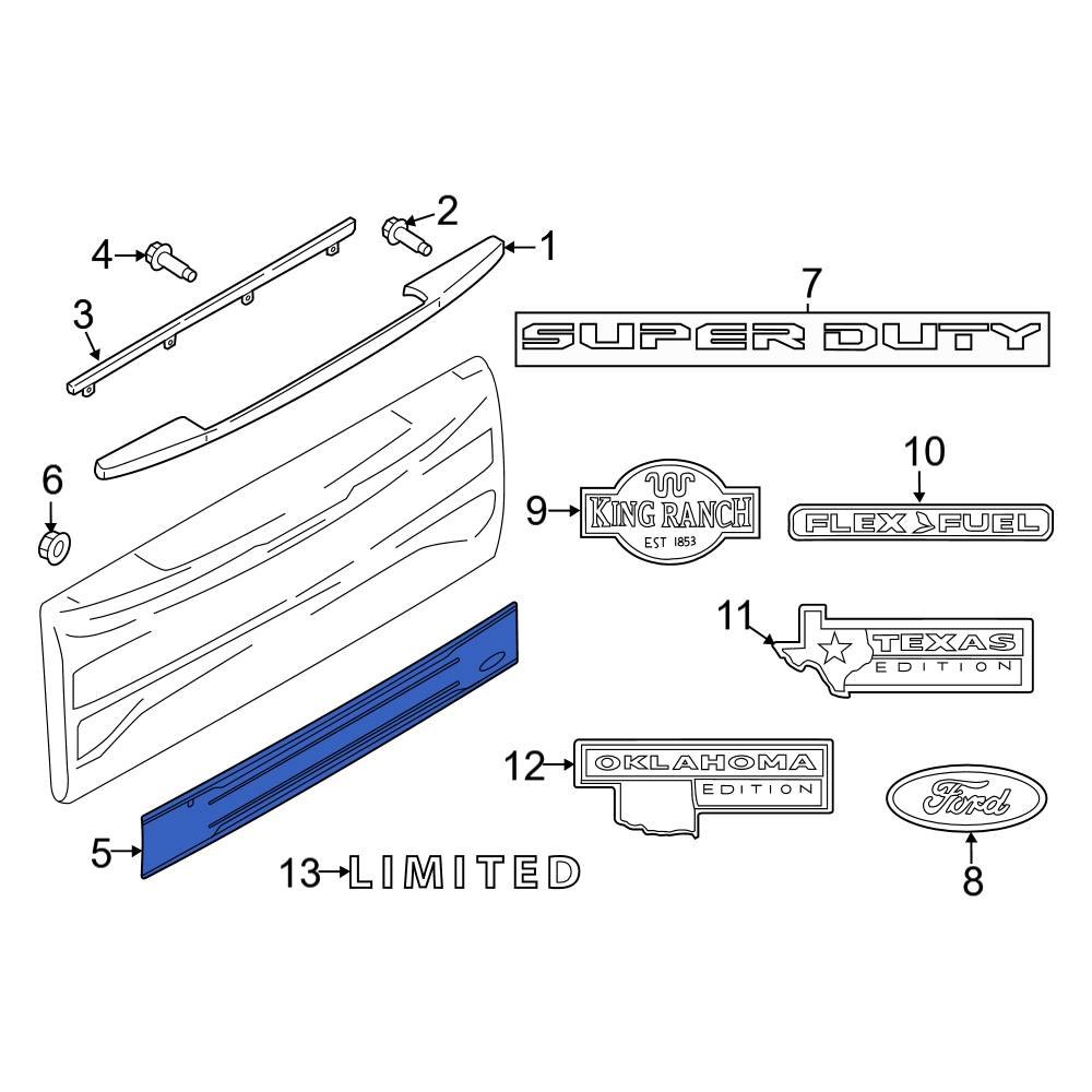 Ford OE HC3Z9940602A - Rear Tailgate Molding