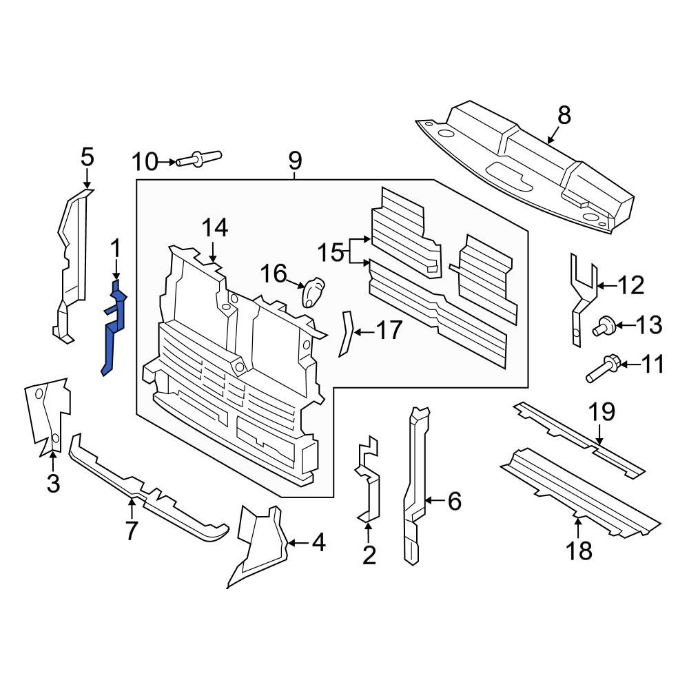 Ford OE FT4Z8310A - Front Right Radiator Support Air Deflector