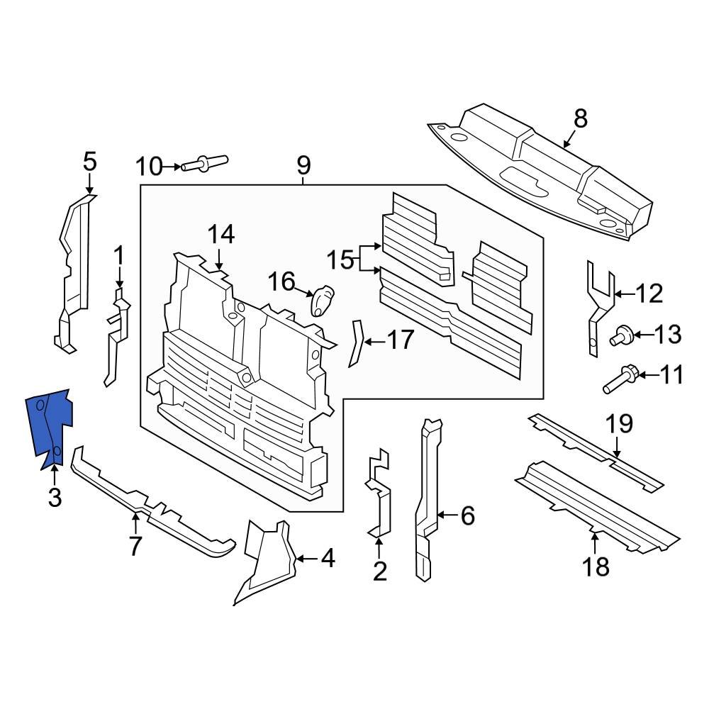 Ford OE FT4Z8310C - Front Right Radiator Support Baffle