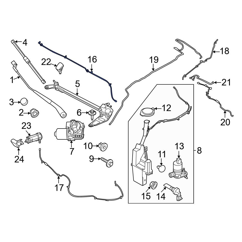 Ford OE LJ8Z17A605J - Front Windshield Washer Hose