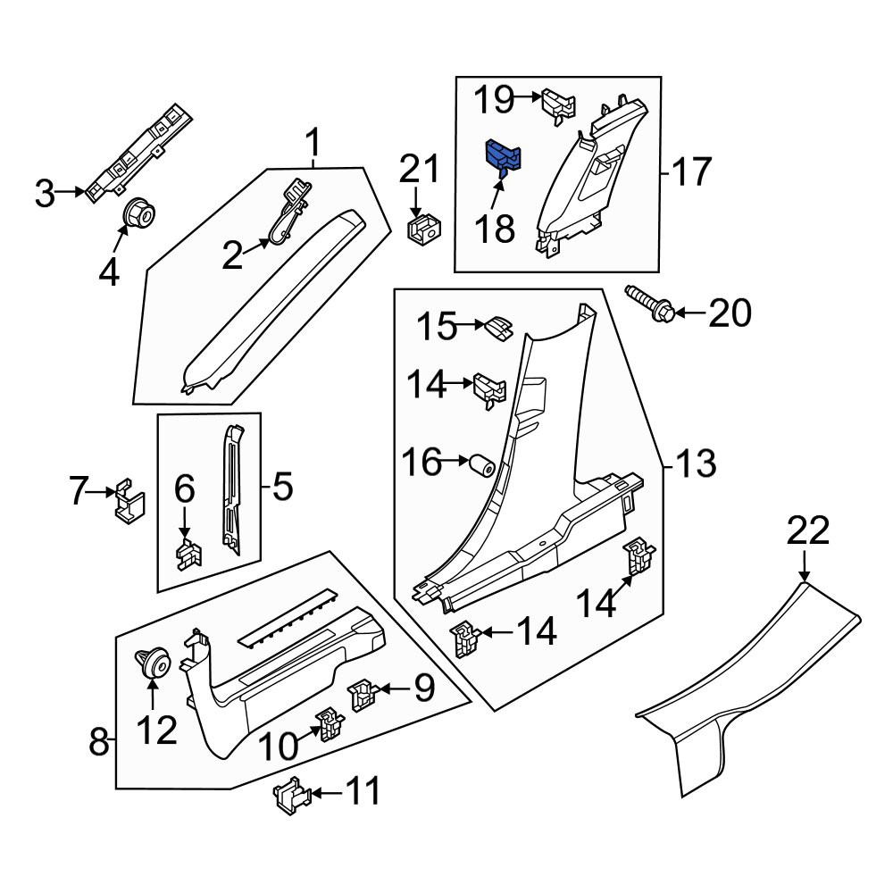 Ford OE W716053S439 - Body B-Pillar Trim Panel Clip