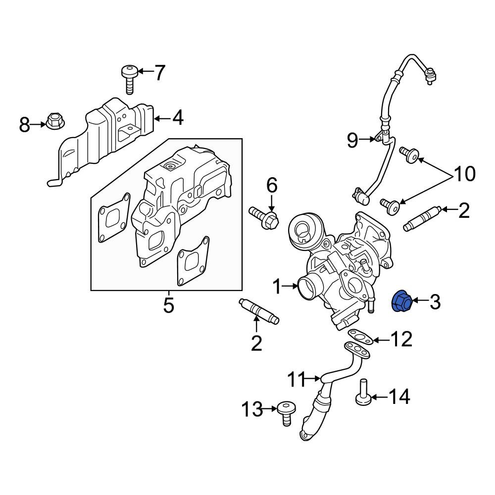 Ford OE W716271S437 - Turbocharger Mount Heat Shield Nut