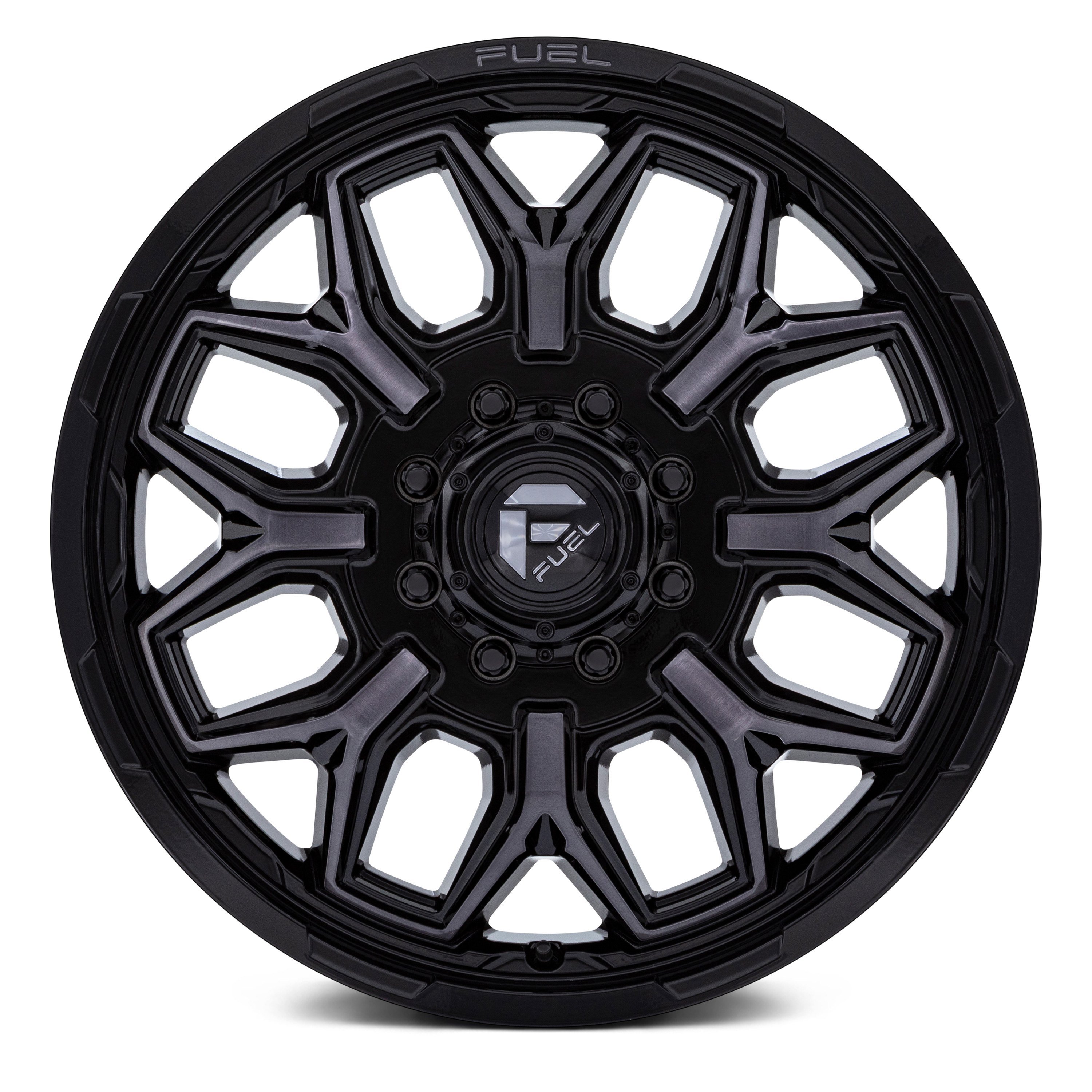 FUEL® D875 FLUX DUALLY Wheels - Gloss Black with Brushed Face And Gray ...
