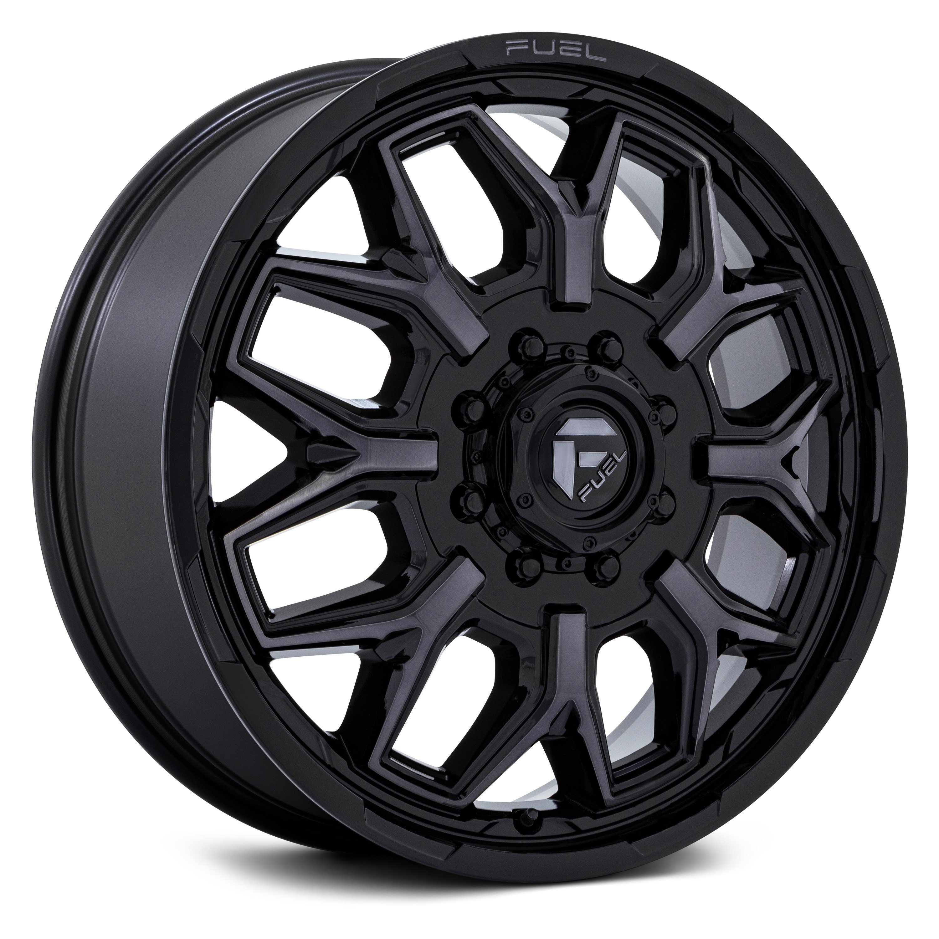 FUEL® D875 FLUX DUALLY Wheels - Gloss Black with Brushed Face And Gray ...