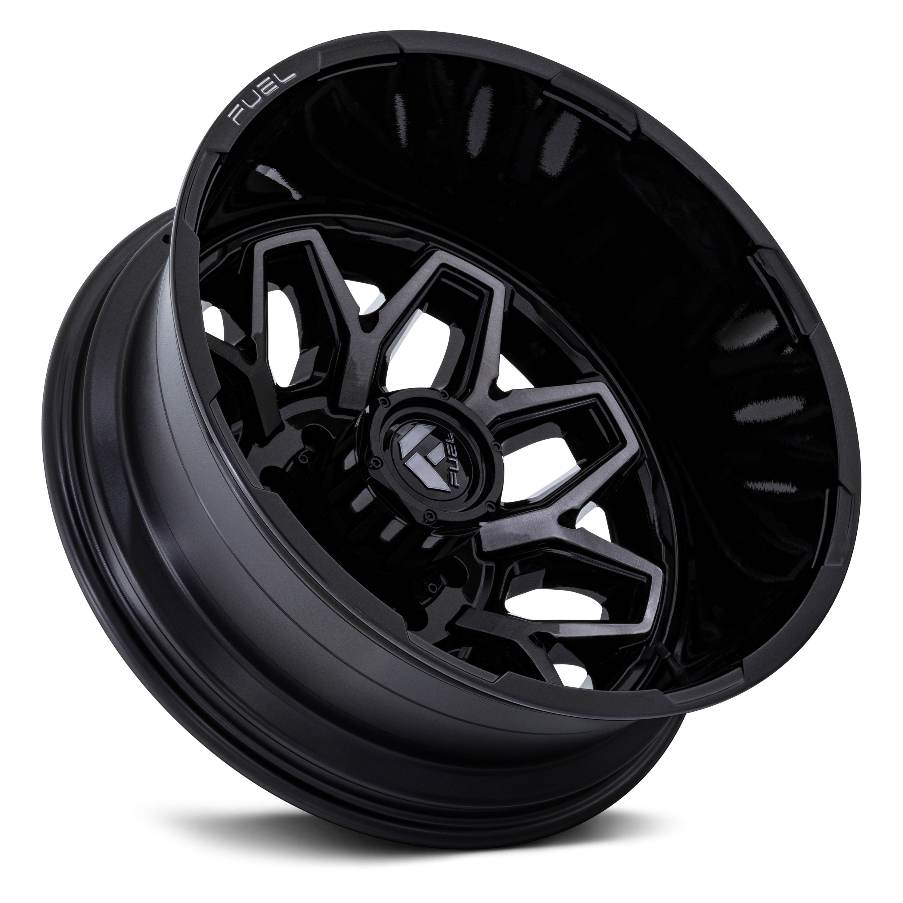 FUEL® D875 FLUX DUALLY Wheels - Gloss Black with Brushed Face And Gray ...