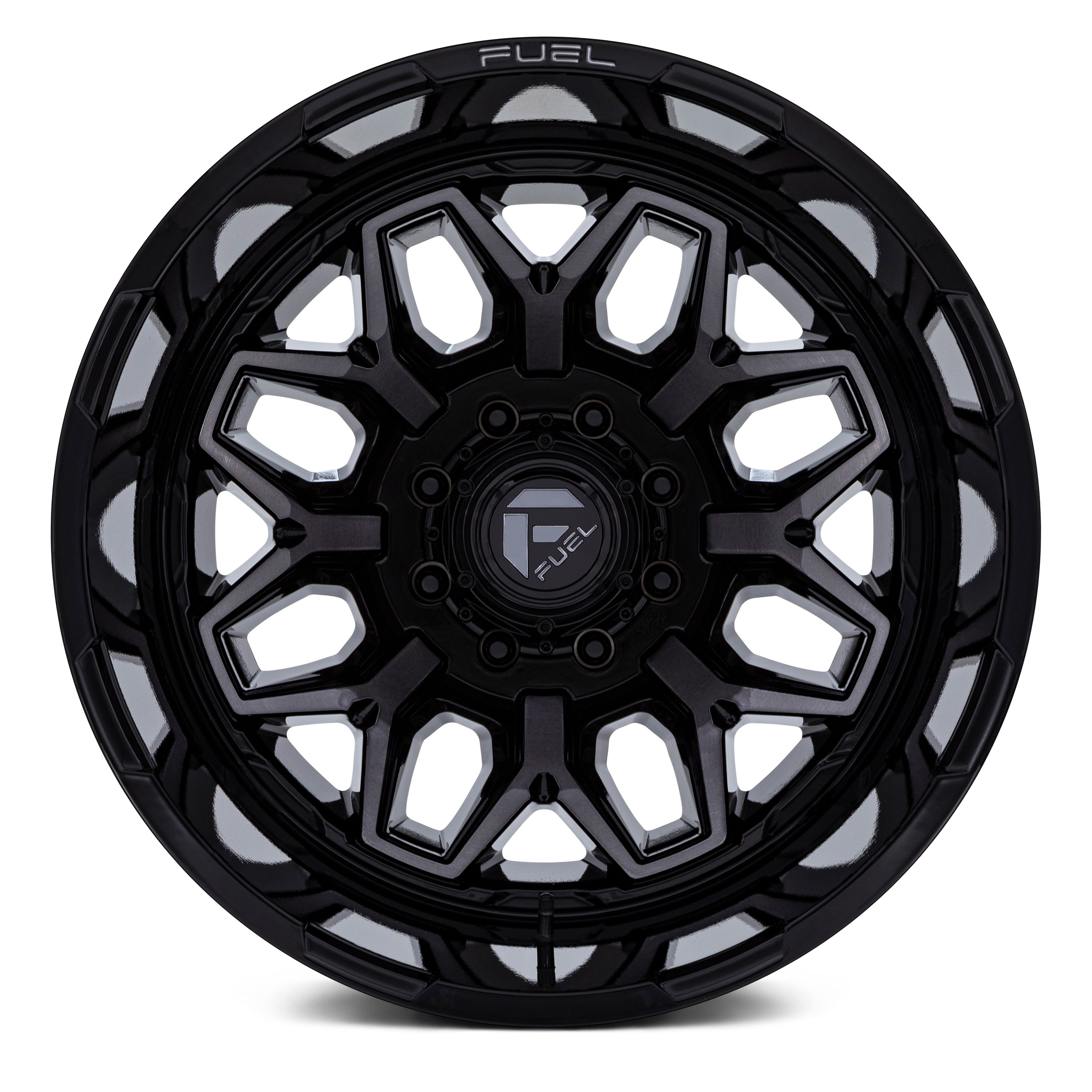 FUEL® D875 FLUX DUALLY Wheels - Gloss Black with Brushed Face And Gray ...