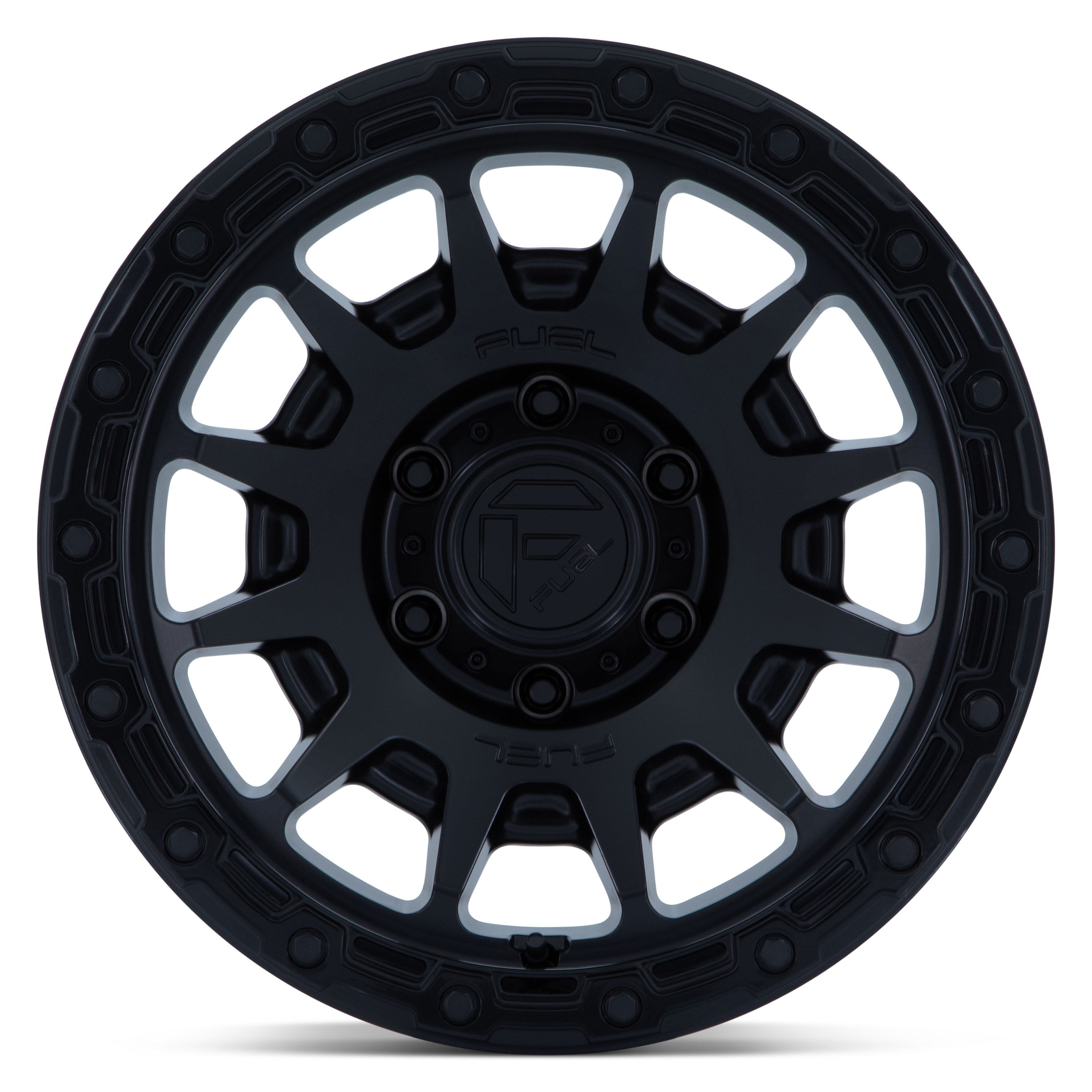 FUEL® FC884 FORTRESS Wheels - Matte Black with Gloss Black Lip Rims