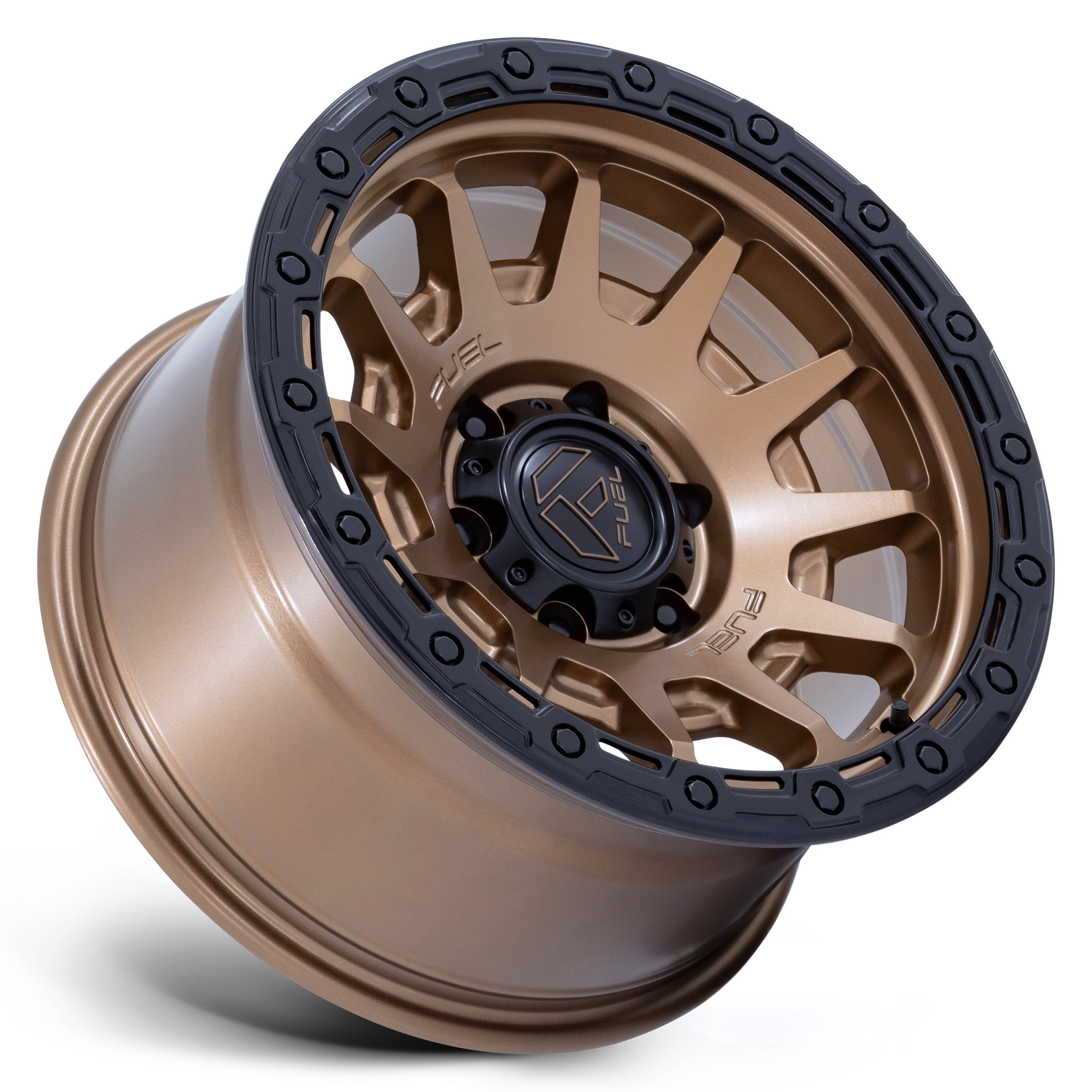 FUEL® FC884 FORTRESS Wheels - Matte Bronze with Gloss Black Lip Rims