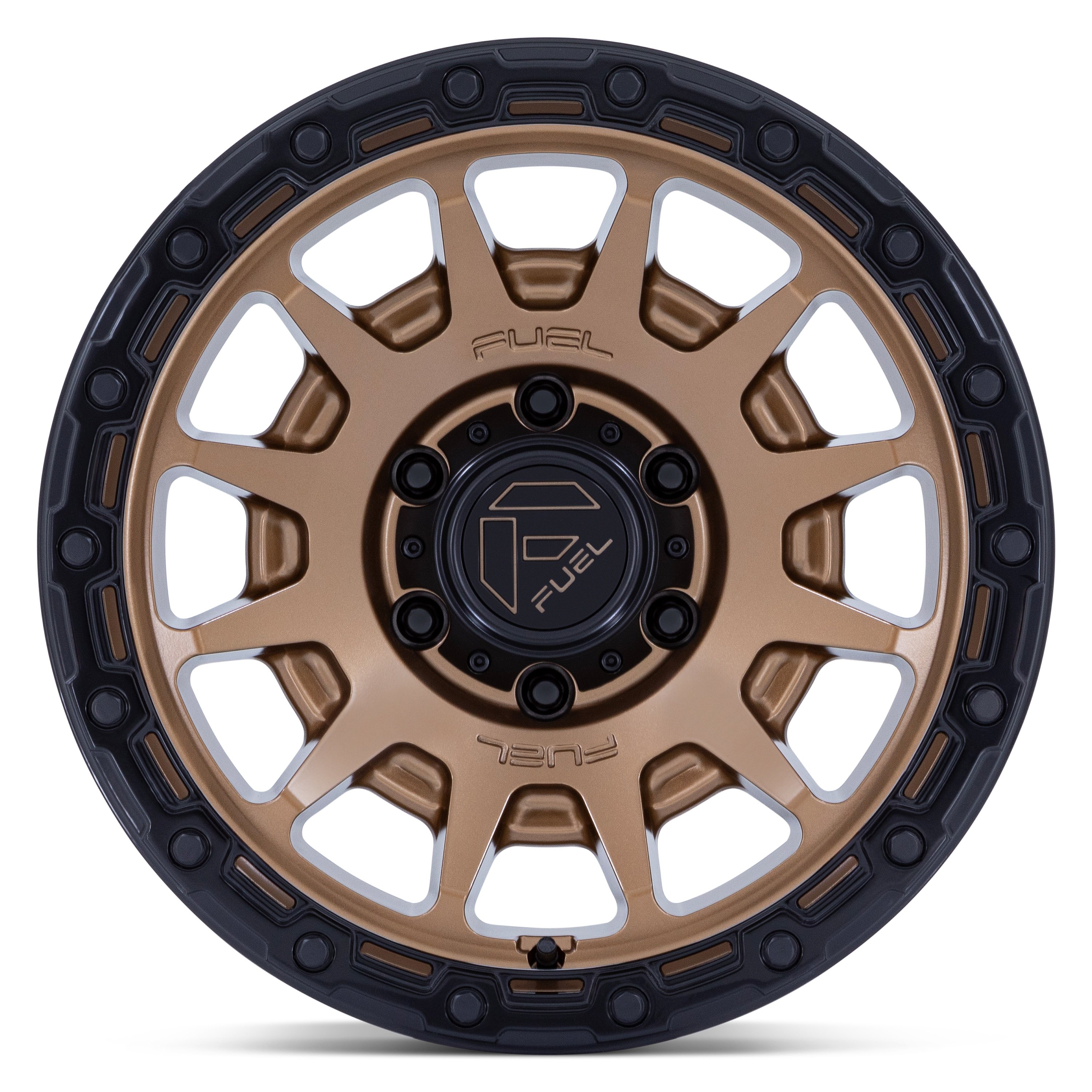 FUEL® FC884 FORTRESS Wheels - Matte Bronze with Gloss Black Lip Rims