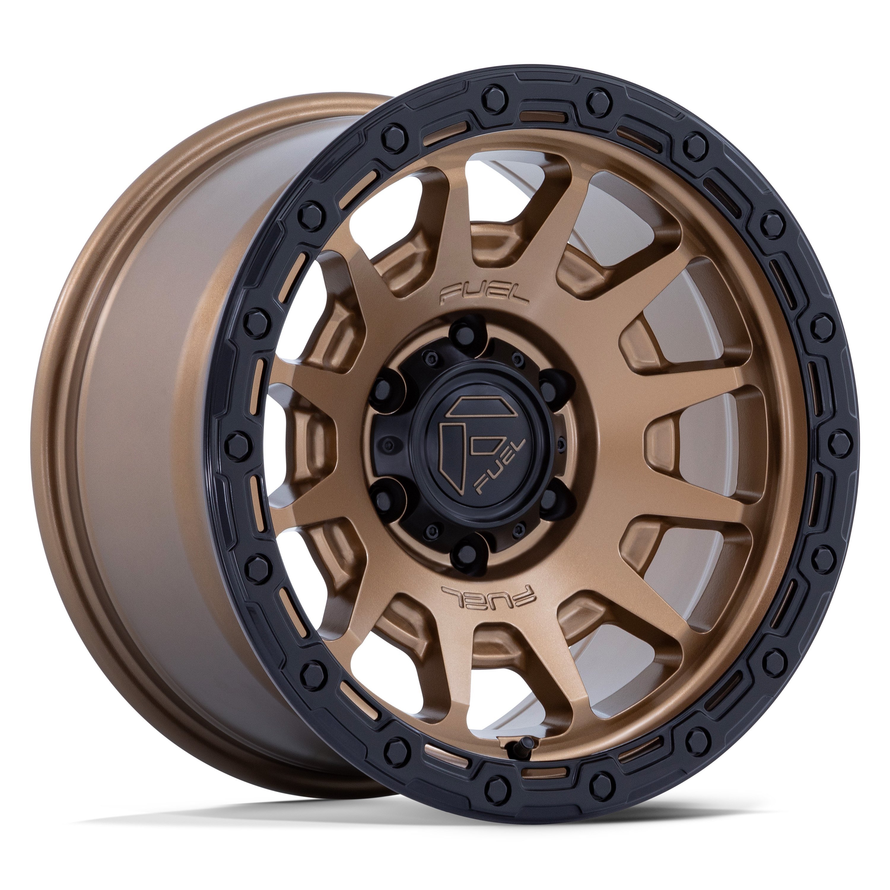 FUEL® FC884 FORTRESS Wheels - Matte Bronze with Gloss Black Lip Rims