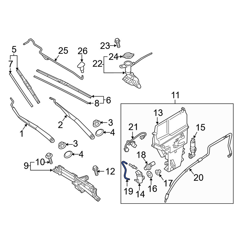 Genesis OE 9J70031047 - Front Windshield Washer Hose