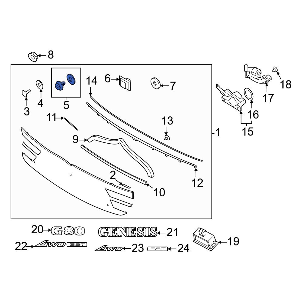 Genesis OE 873822W000 - Trunk Trim Panel Clip