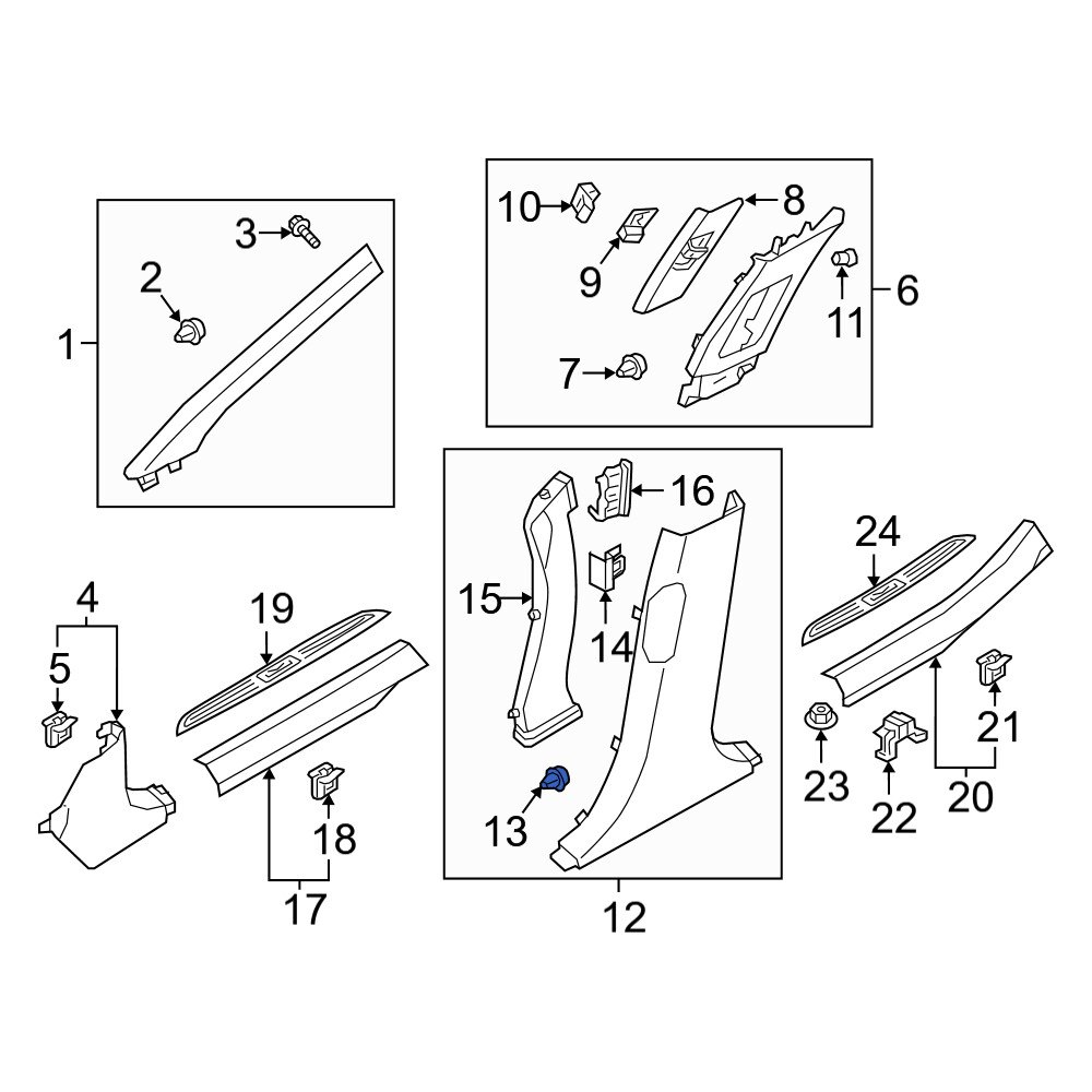 Genesis OE 823152W000 - Liftgate Trim Scuff Plate Clip