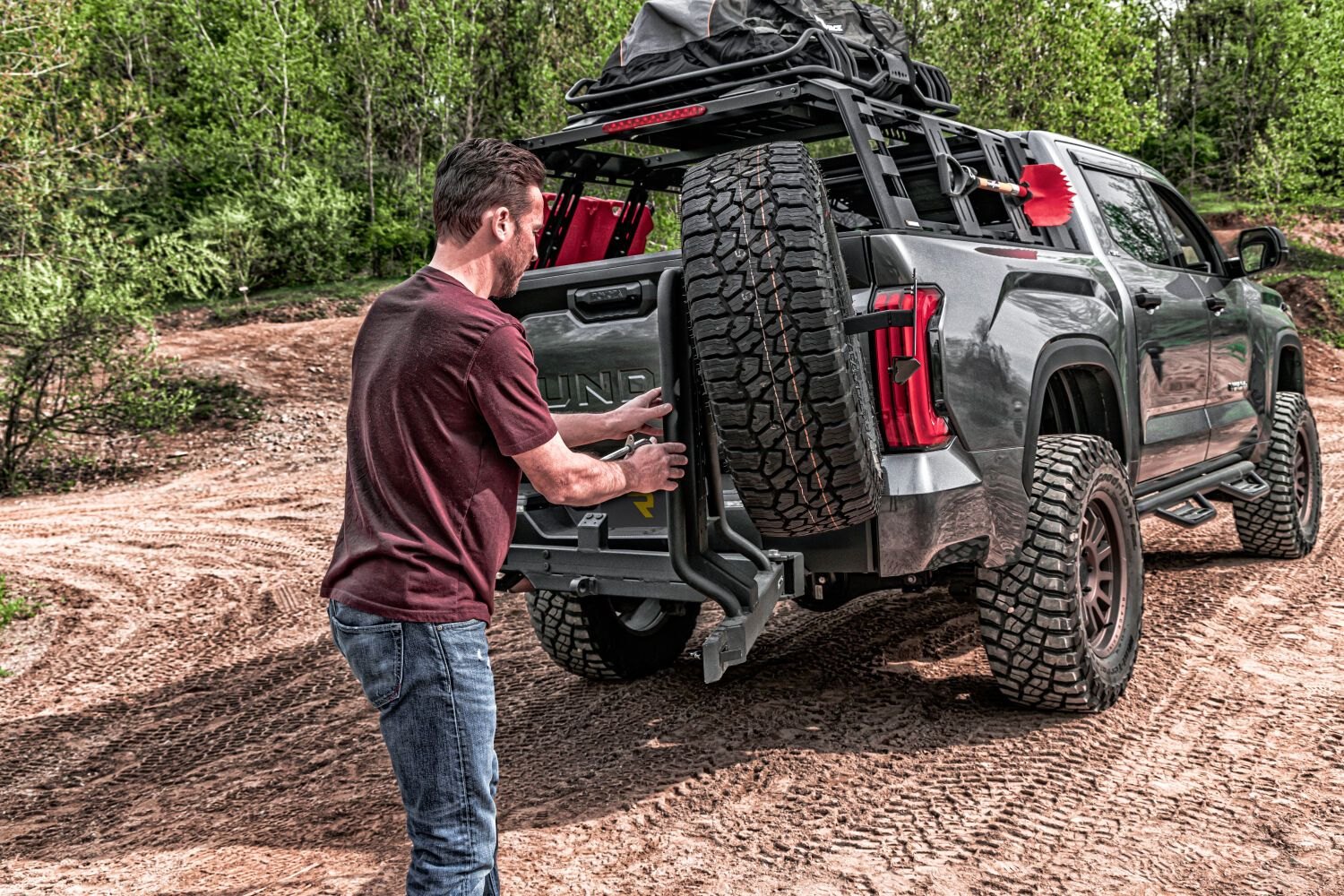 Go Rhino® HC200T - Swing-A-Way Black Powder Coated Tire Carrier for 2" Hitch Receivers