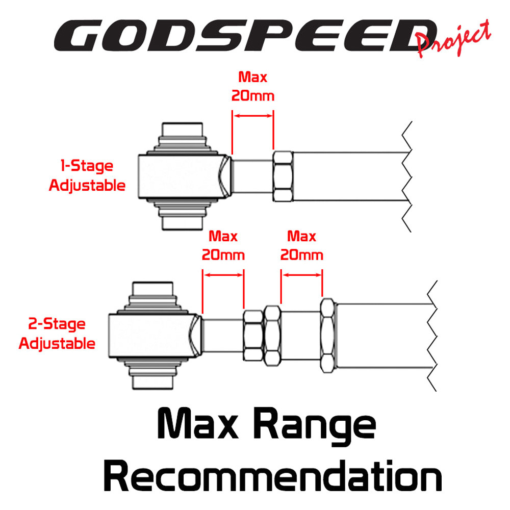 Godspeed Project® AK-152-C - Rear Adjustable Spherical Bearing Toe Arms
