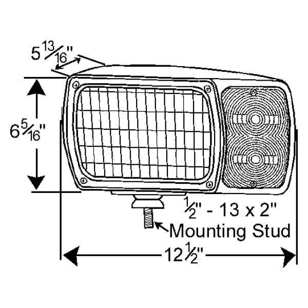 Grote® 63451-4 - 12.5"x6" Rectangular Black Euro Headlights With Turn ...