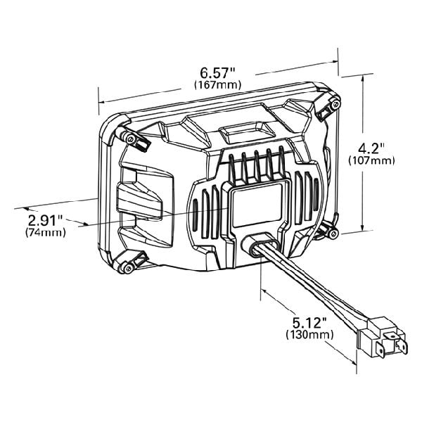 Grote® 64J71-5 - 4x6" Rectangular Black LED Headlight