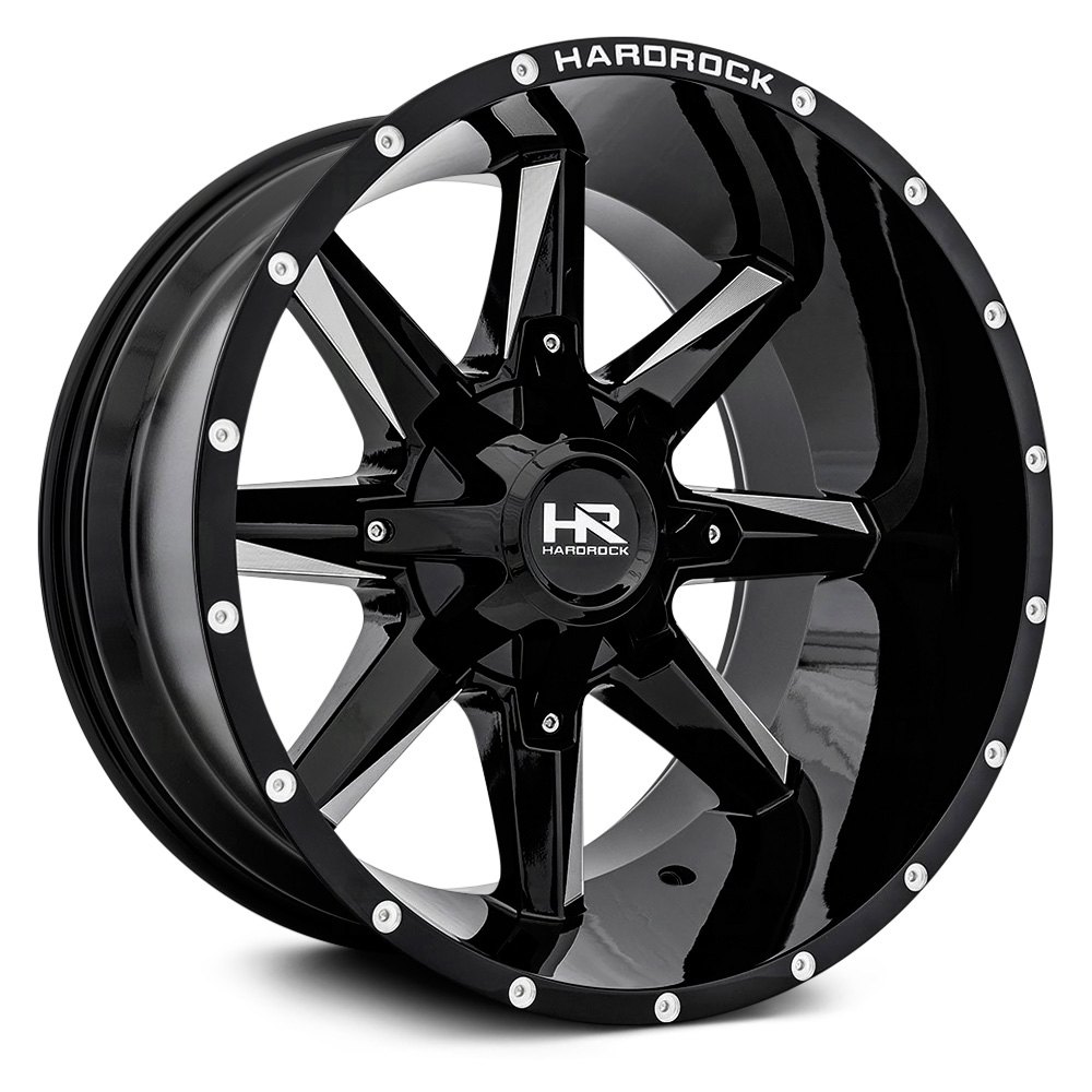 HARDROCK OFFROAD WHEELS® H703 HARDCORE Wheels - Gloss Black with Milled ...