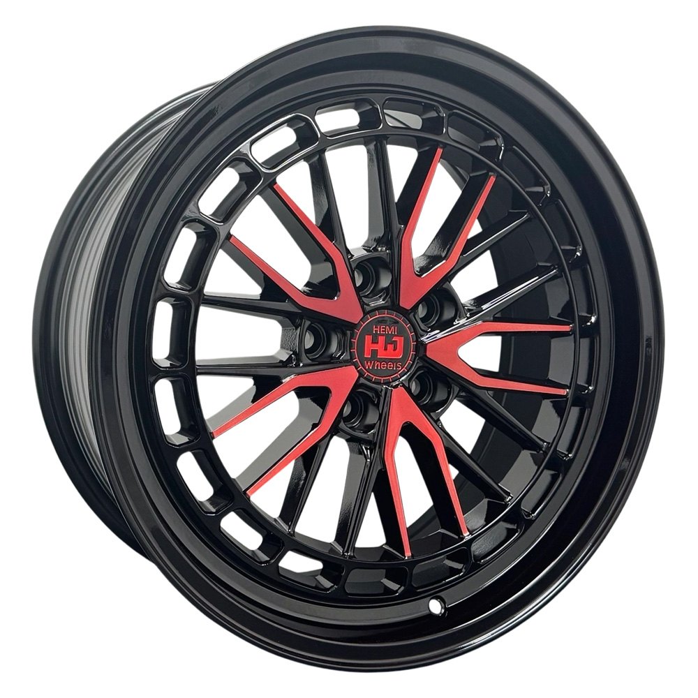 HEMI WHEELS® HM11 Wheels - Gloss Black with Red Milled Accent Rims