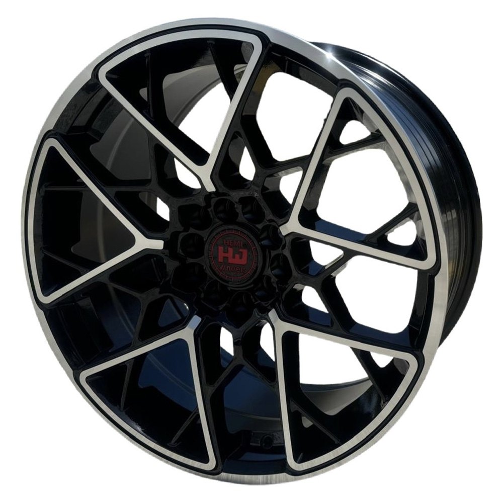 HEMI WHEELS® HM12 Wheels - Black with Polished Face and Black Windows Rims