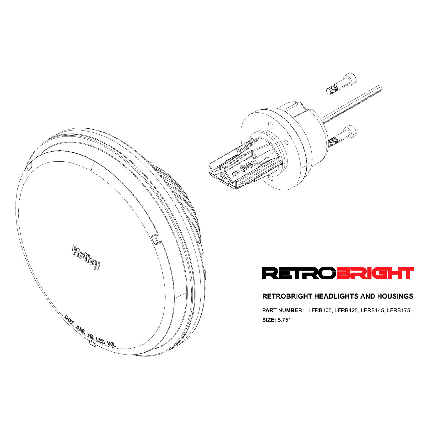 Holley RetroBright® LFRB145 - 5 3/4" Round Chrome RetroBright™ LED ...