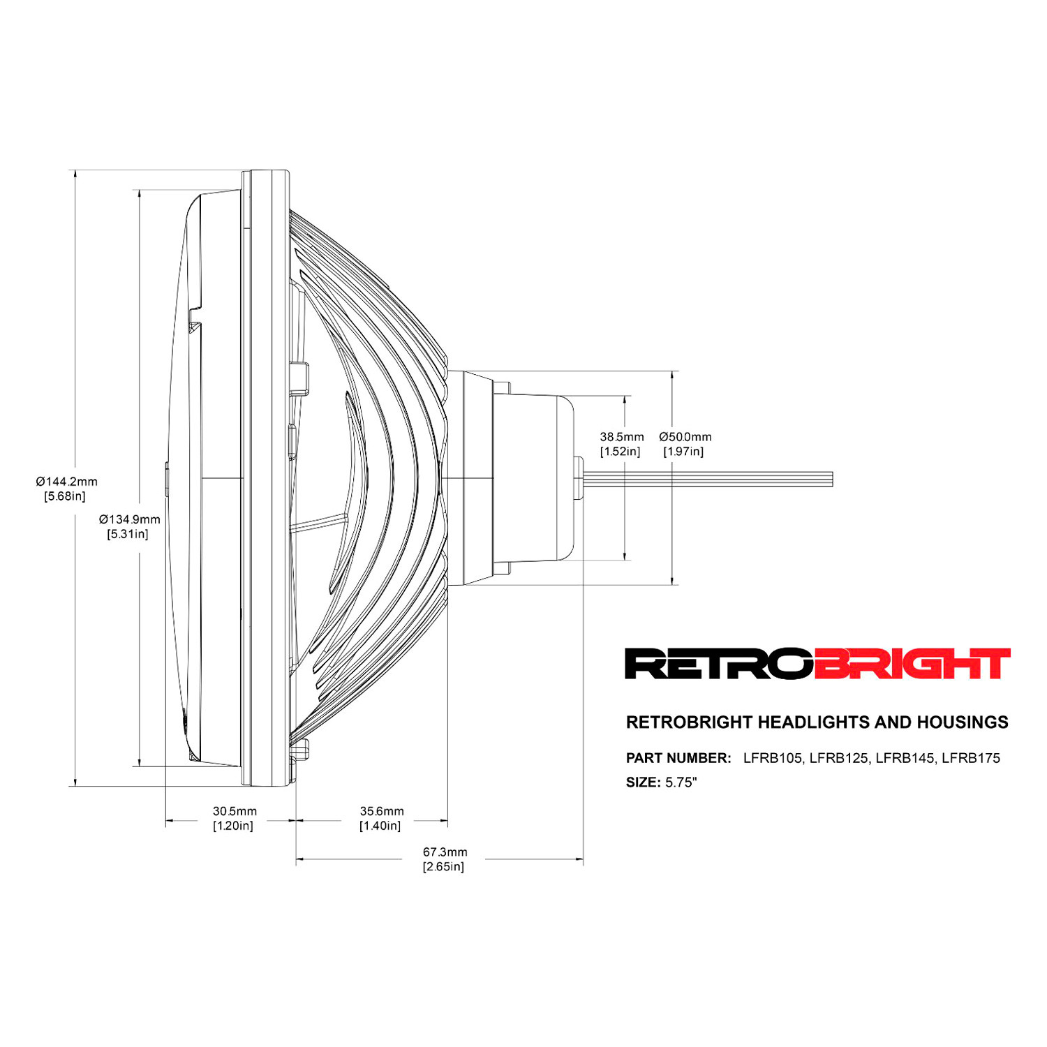 Holley RetroBright® LFRB145 - 5 3/4" Round Chrome RetroBright™ LED ...