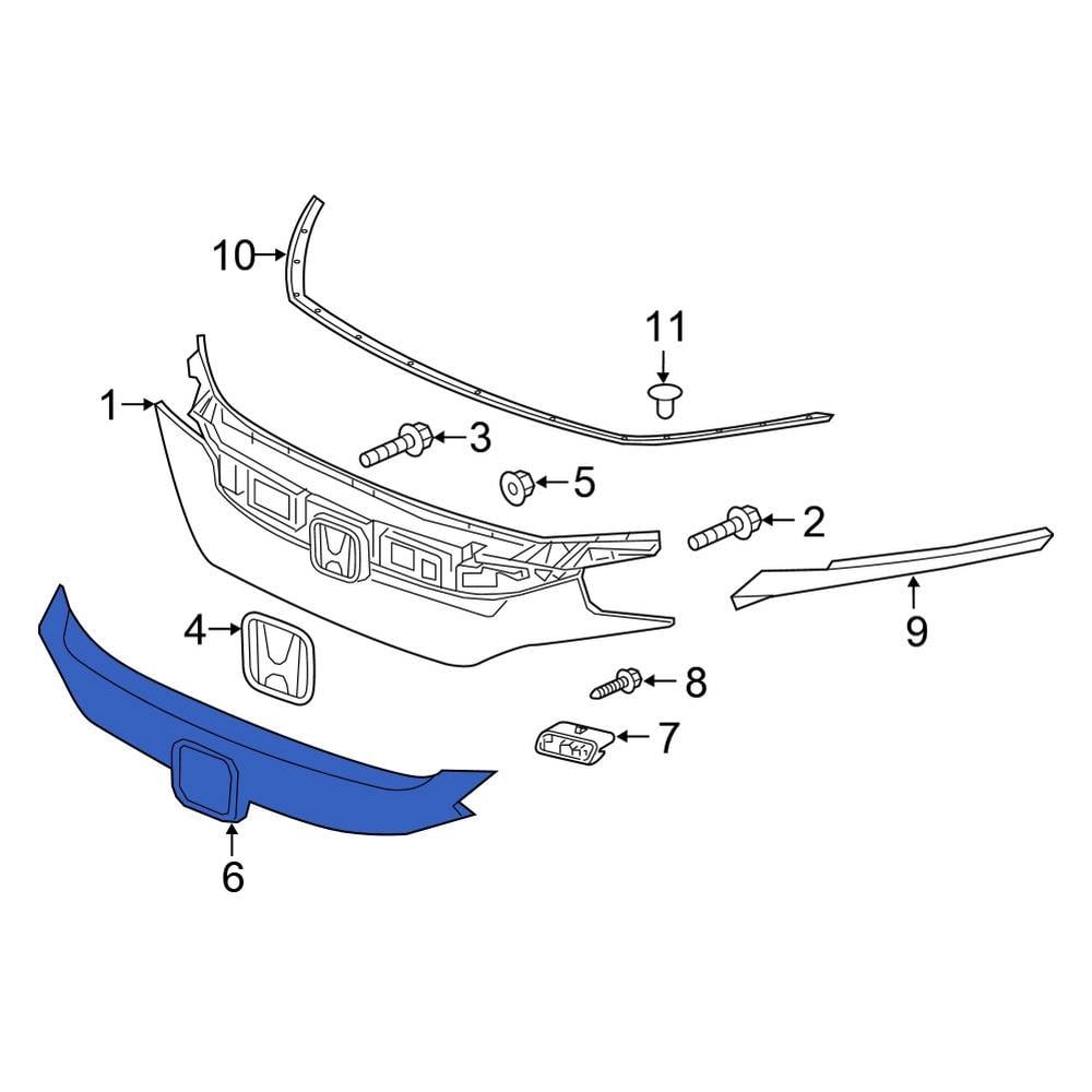 Honda OE 71125TEYY01 - Front Center Grille Molding
