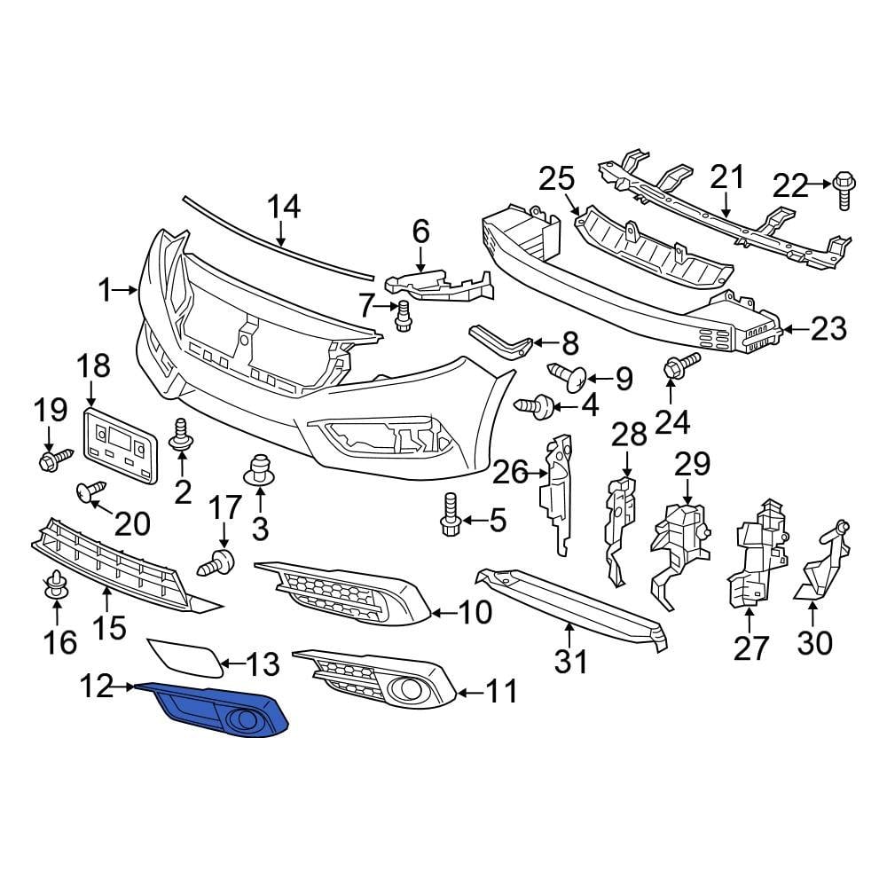 Honda OE 71108TBAA20 - Front Left Fog Light Trim