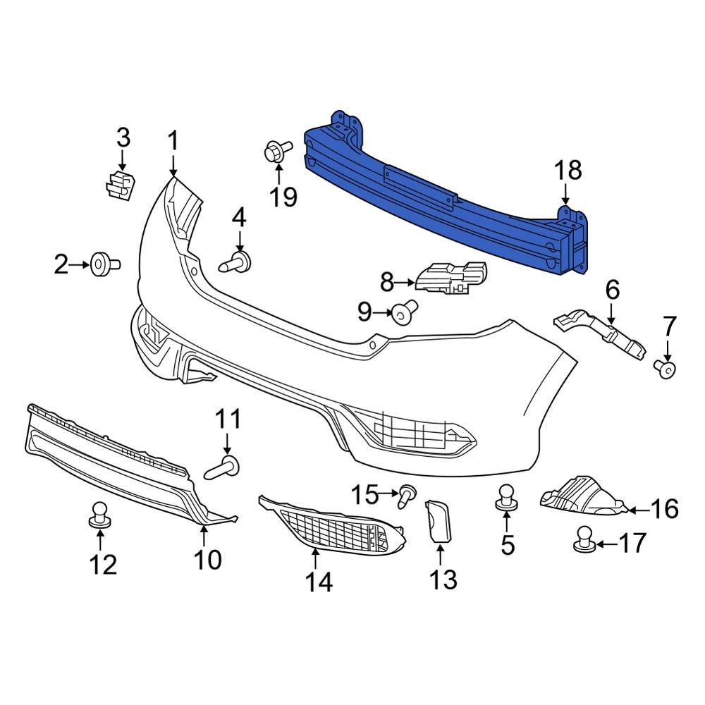 Honda OE 71530TBAA11 - Rear Bumper Impact Bar