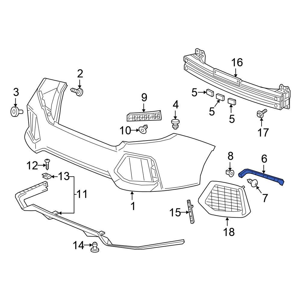 Honda OE 71593TBAA00 - Rear Right Bumper Cover Support Rail